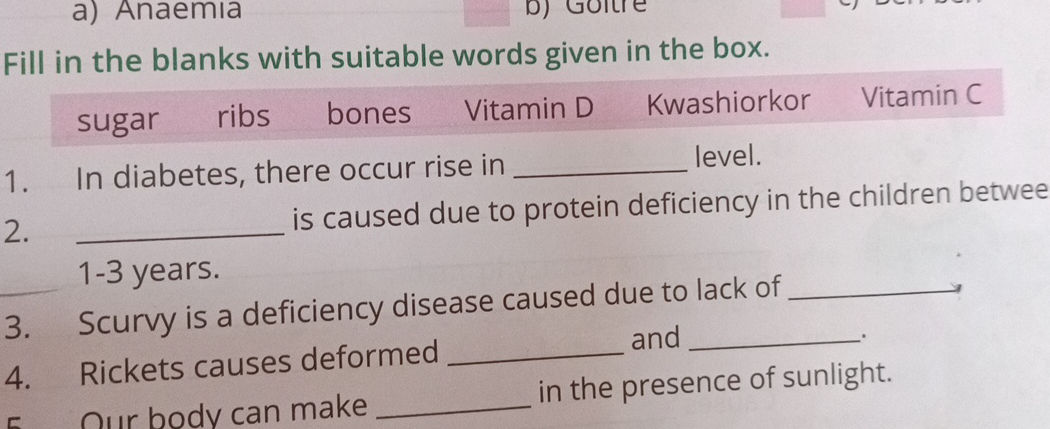 Fill in the blanks with suitable words given | StudyX