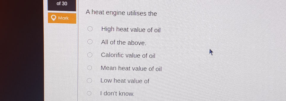 A heat engine utilises the High heat value | StudyX