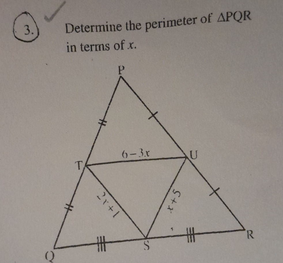 Determine the perimeter of $ PQR$ in terms | StudyX