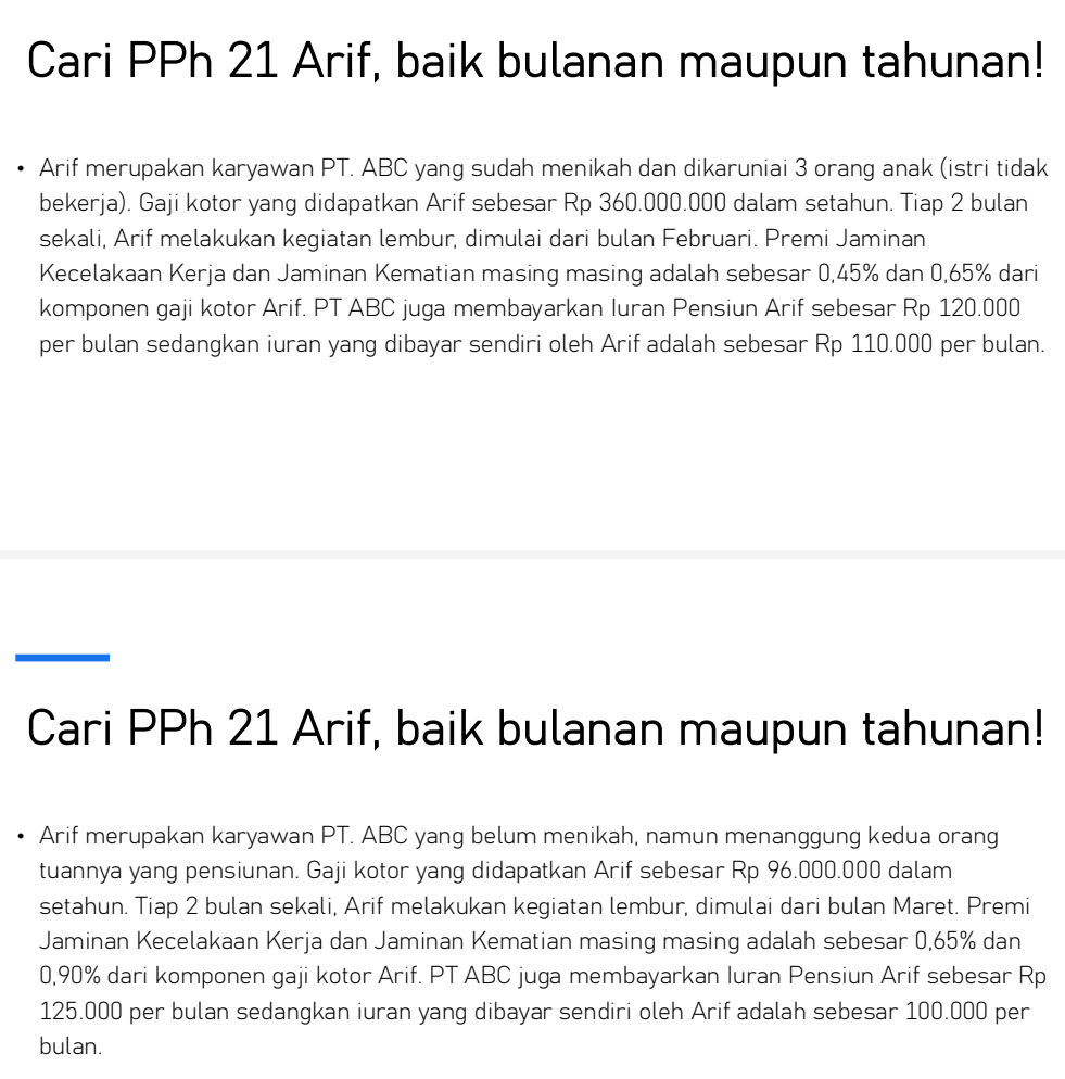 Cari PPh 21 Arif, baik bulanan maupun | StudyX
