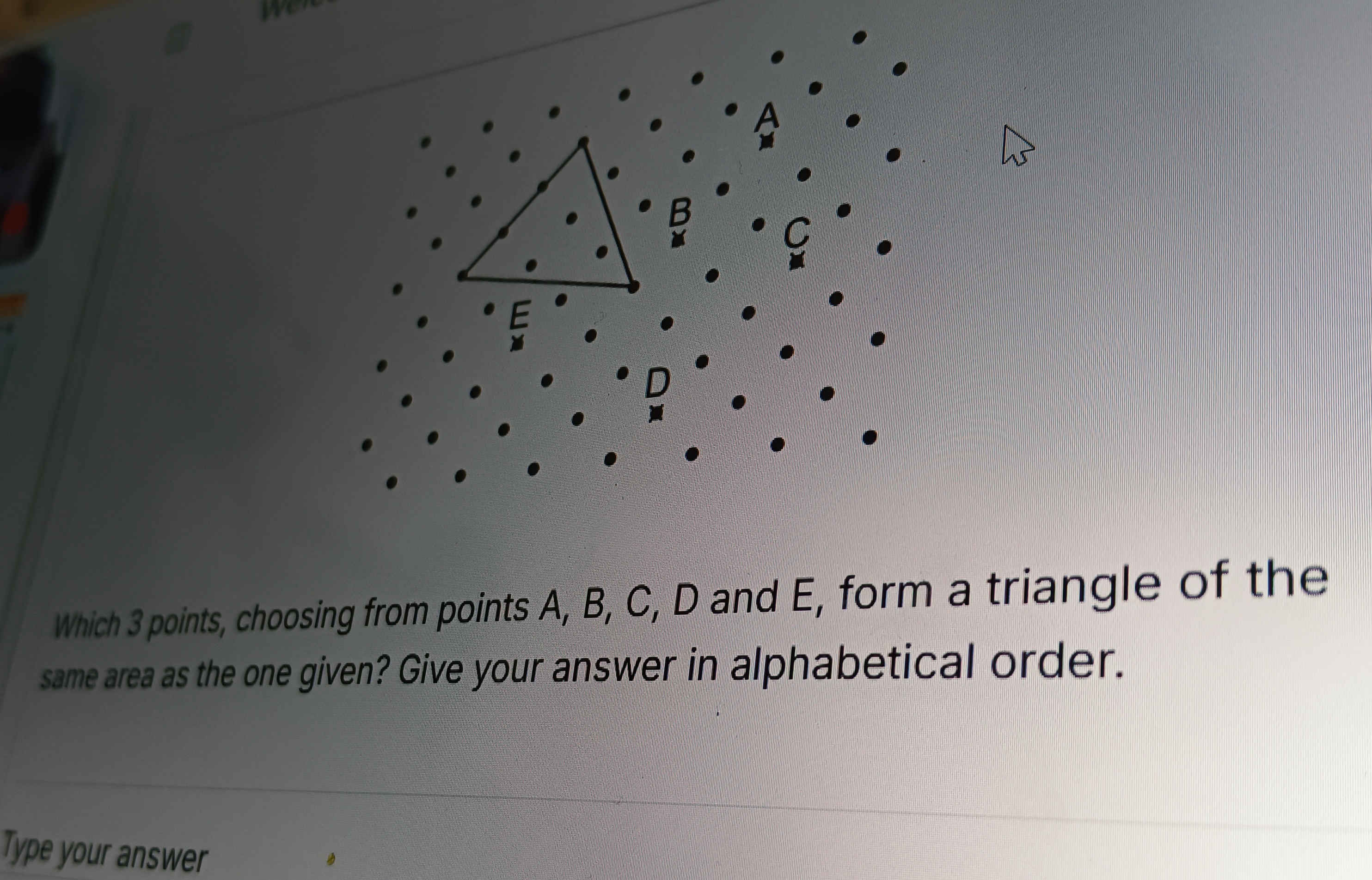Which 3 points, choosing from points A, B, | StudyX