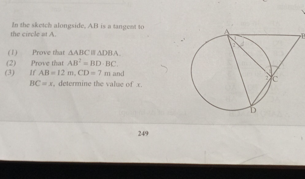 In the sketch alongside, AB is a tangent to | StudyX