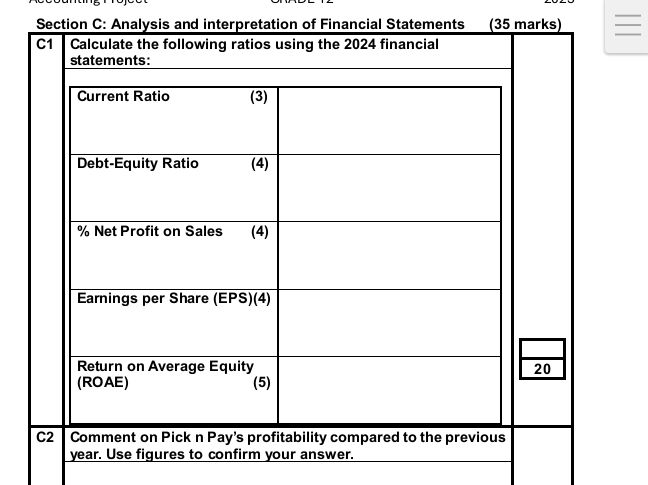 Section C: Analysis and interpretation of | StudyX