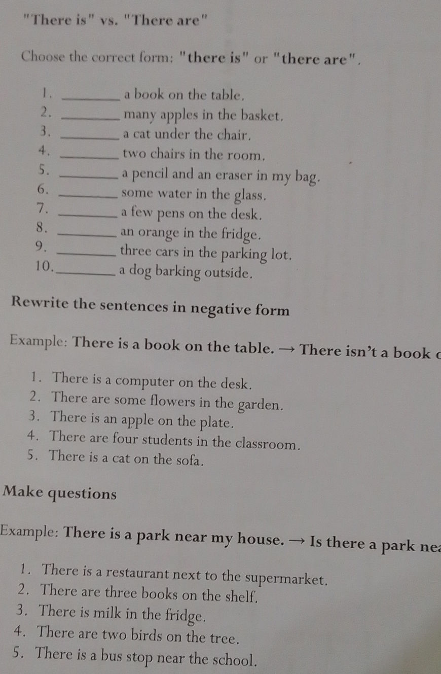 "There is" vs. "There are" Choose the | StudyX