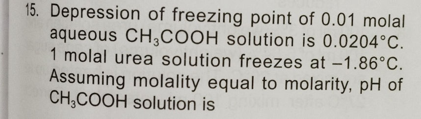 15. Depression of freezing point of 0.01 | StudyX