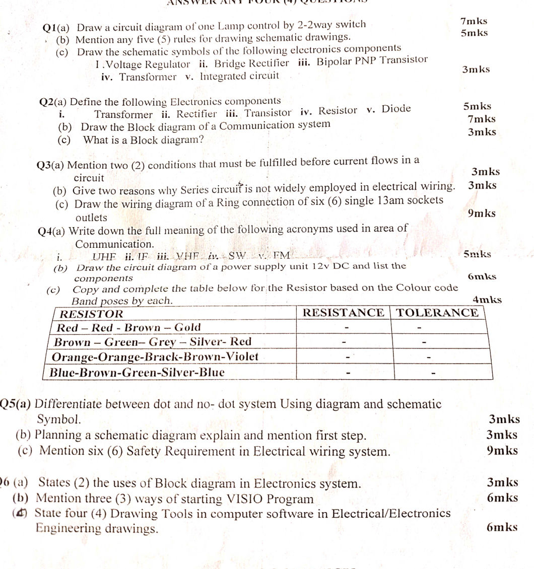 Q1(a) Draw a circuit diagram of one Lamp | StudyX