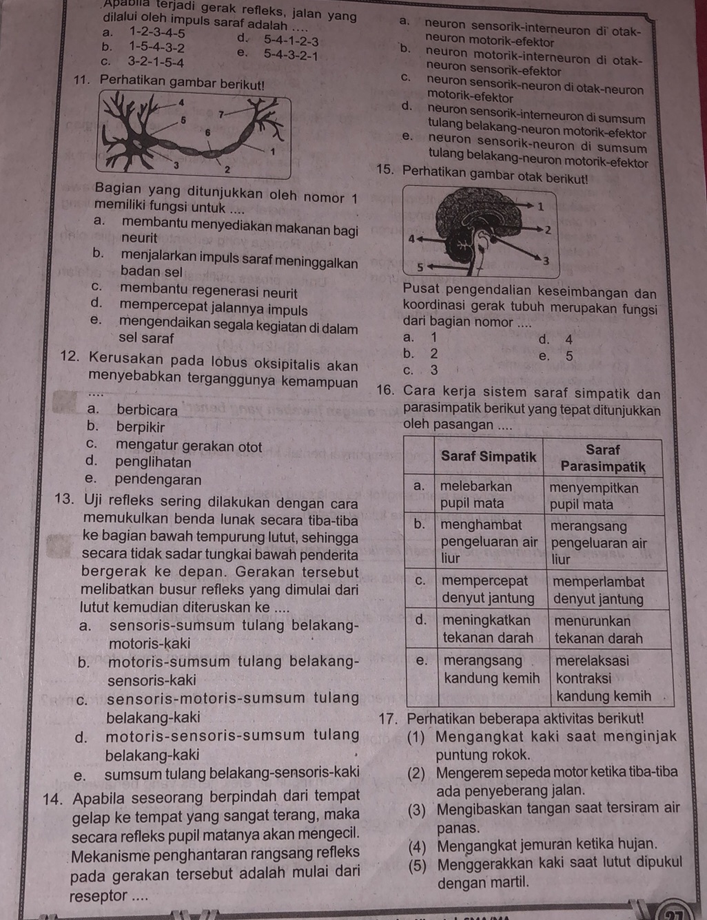 10. Apabila terjadi gerak refleks, jalan | StudyX