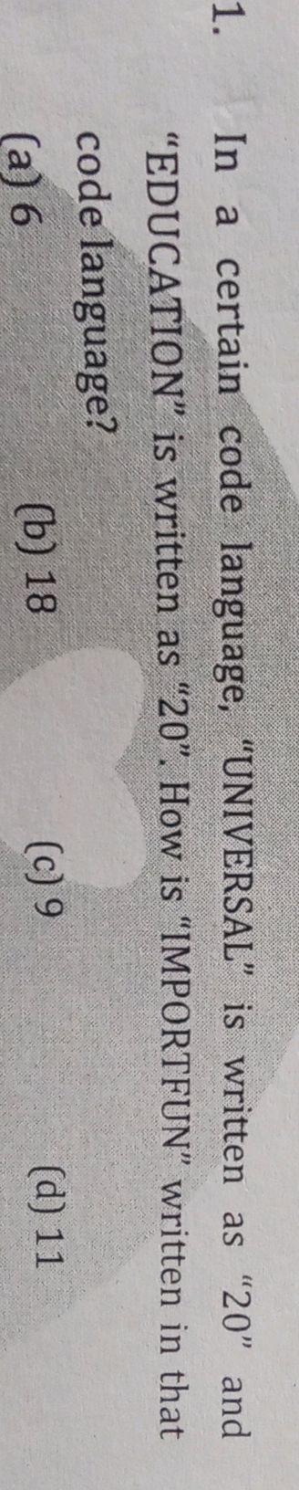 1. In a certain code language, “UNIVERSAL” | StudyX