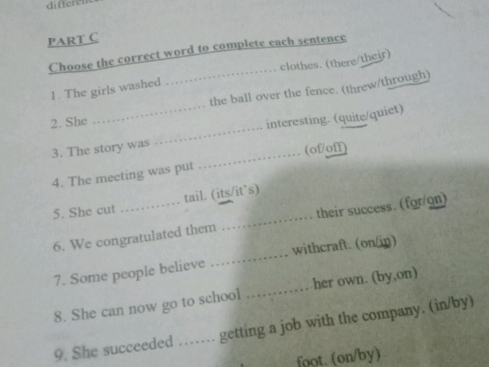 Choose the correct word to complete each | StudyX