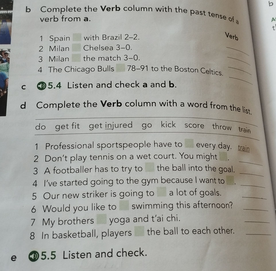 b Complete the Verb column with the past | StudyX