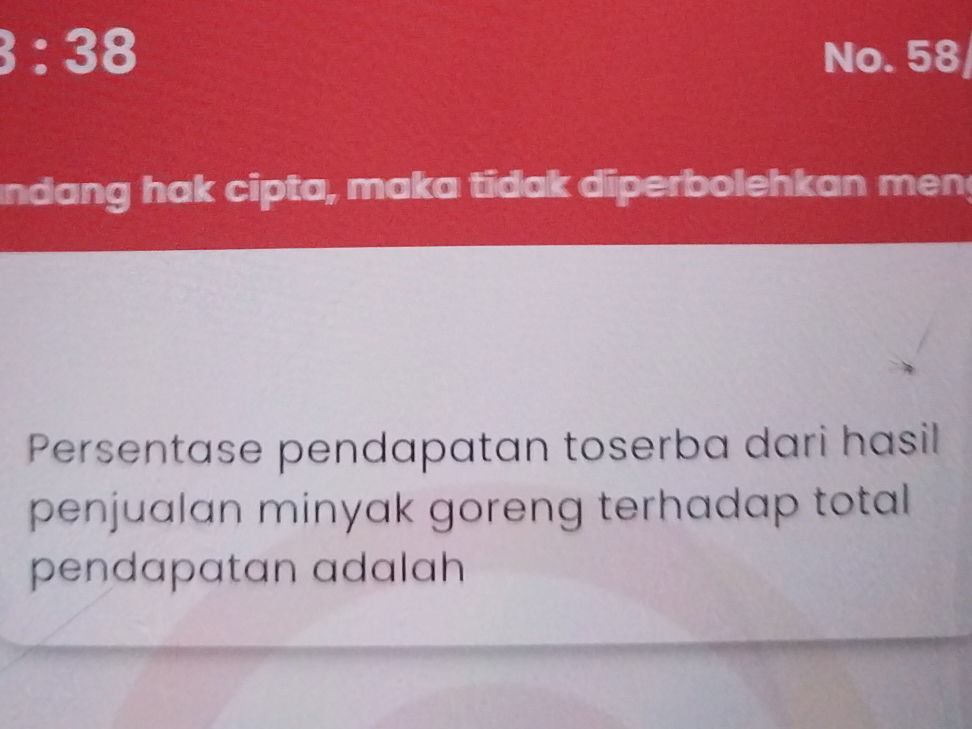 Persentase pendapatan toserba dari hasil | StudyX
