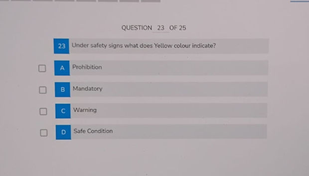 Under safety signs what does Yellow colour | StudyX