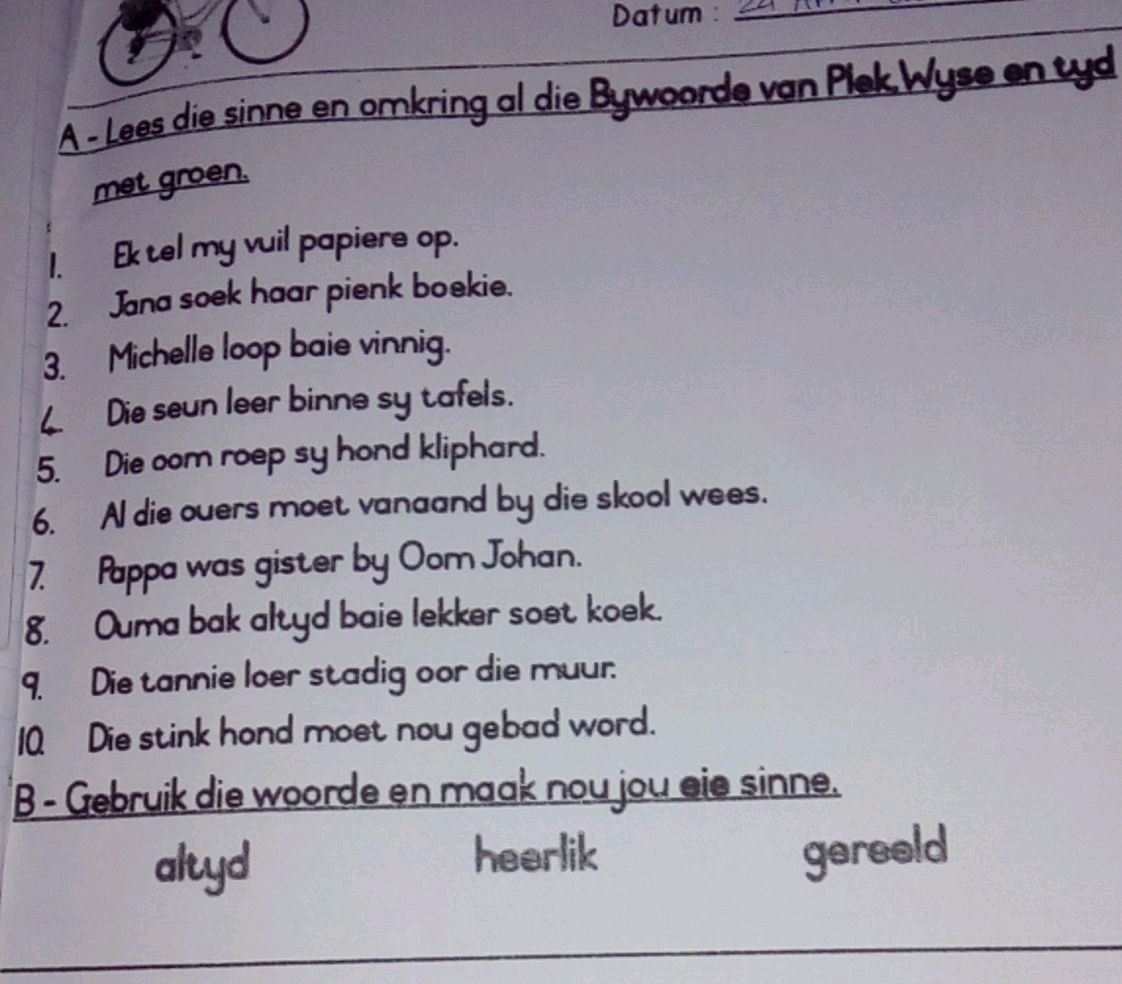 A - Lees die sinne en omkring al die | StudyX