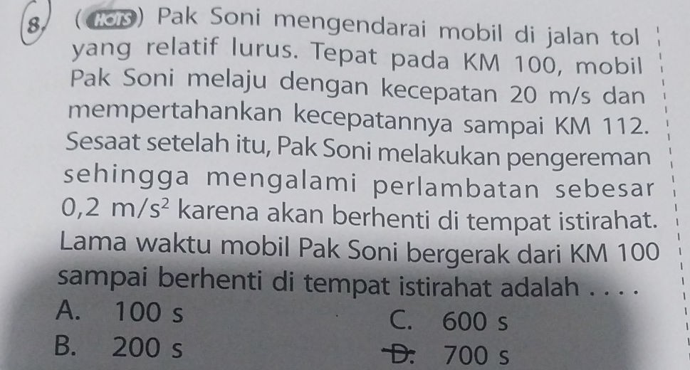Pak Soni mengendarai mobil di jalan tol yang | StudyX