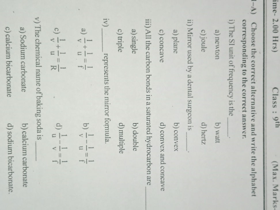 1-A) Choose the correct alternative and | StudyX