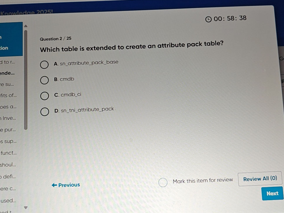 Question 2 / 25 Which table is extended to | StudyX