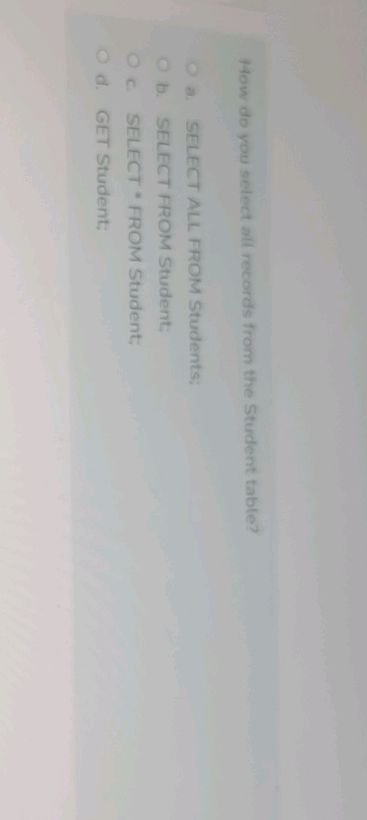 How do you select all records from the | StudyX