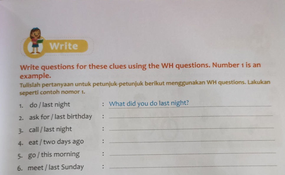 Write questions for these clues using the WH | StudyX