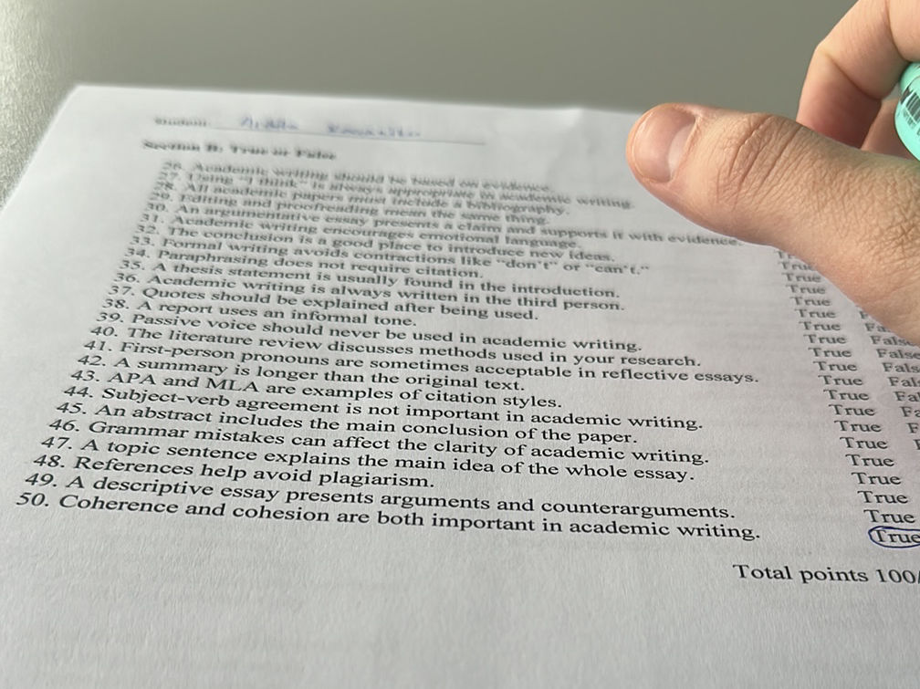 26. Academic writing should be based on | StudyX