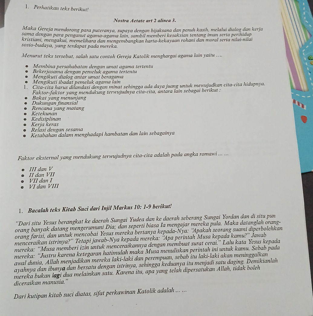 1. Perhatikan teks berikut! Nostra Aetate | StudyX