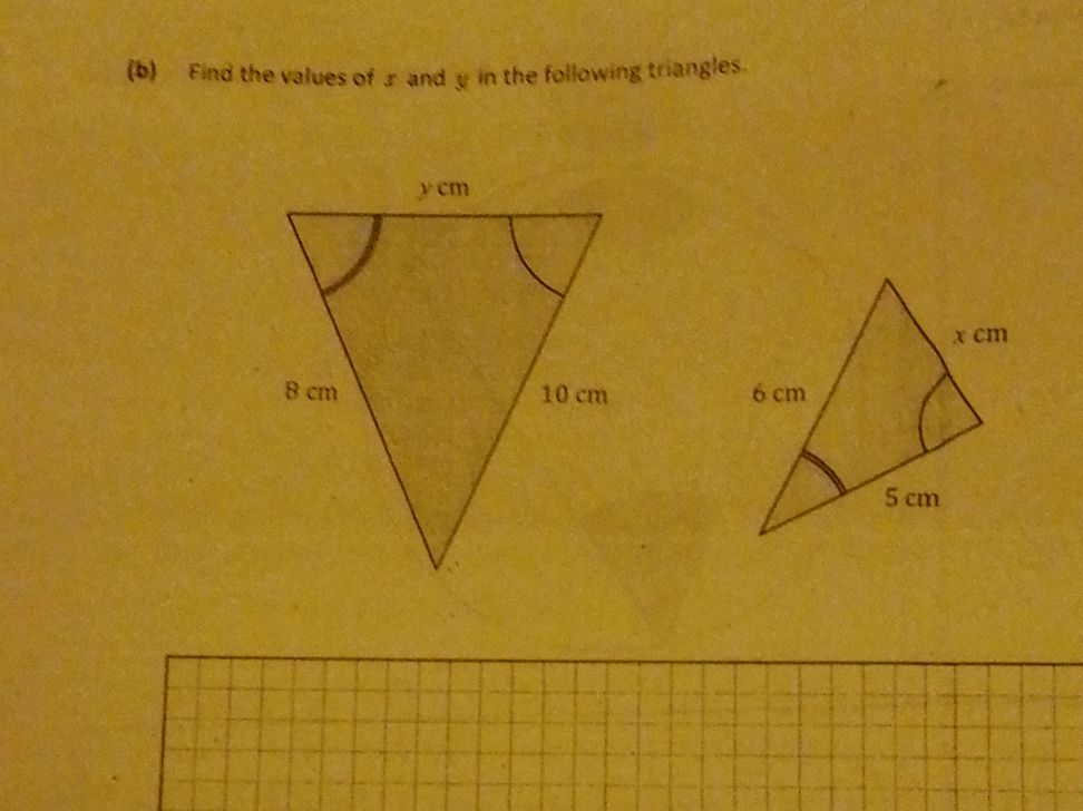 (b) Find the values of x and y in the | StudyX