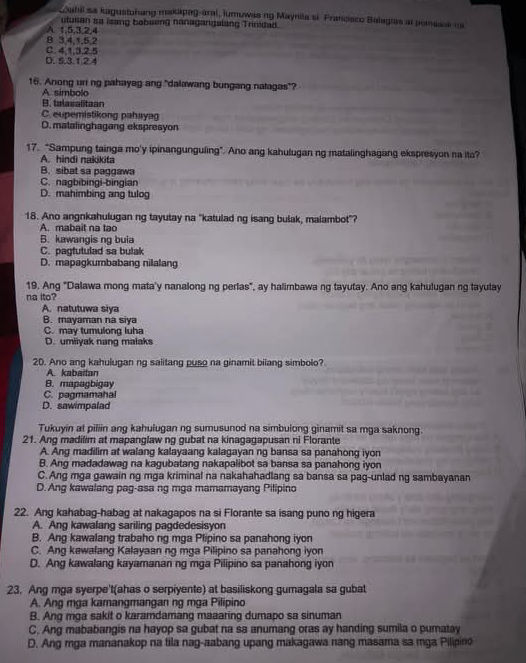 16. Anong uri ng pahayag ang "dalawang | StudyX