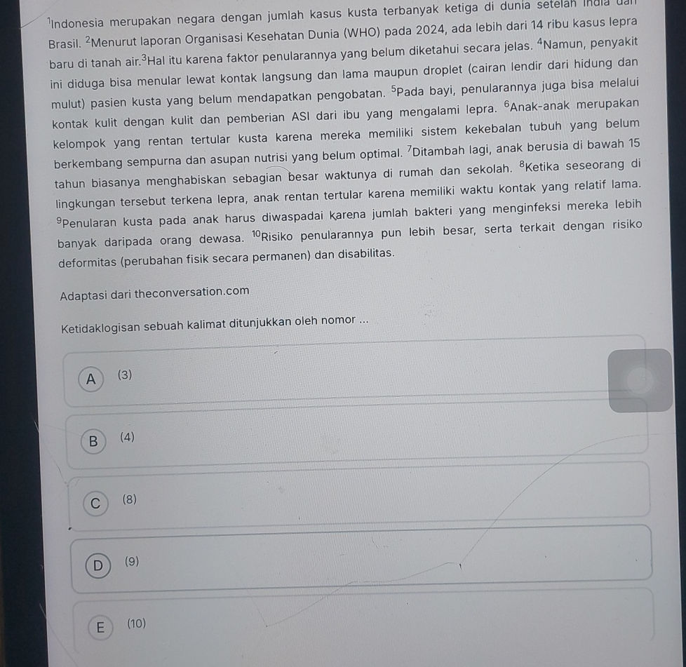 Ketidaklogisan sebuah kalimat ditunjukkan | StudyX