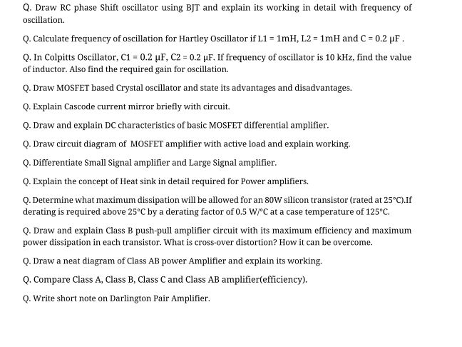 Q. Draw RC phase Shift oscillator using BJT | StudyX