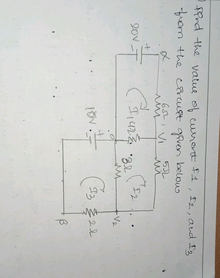 Find the value of current $I_1$, $I_2$, and | StudyX