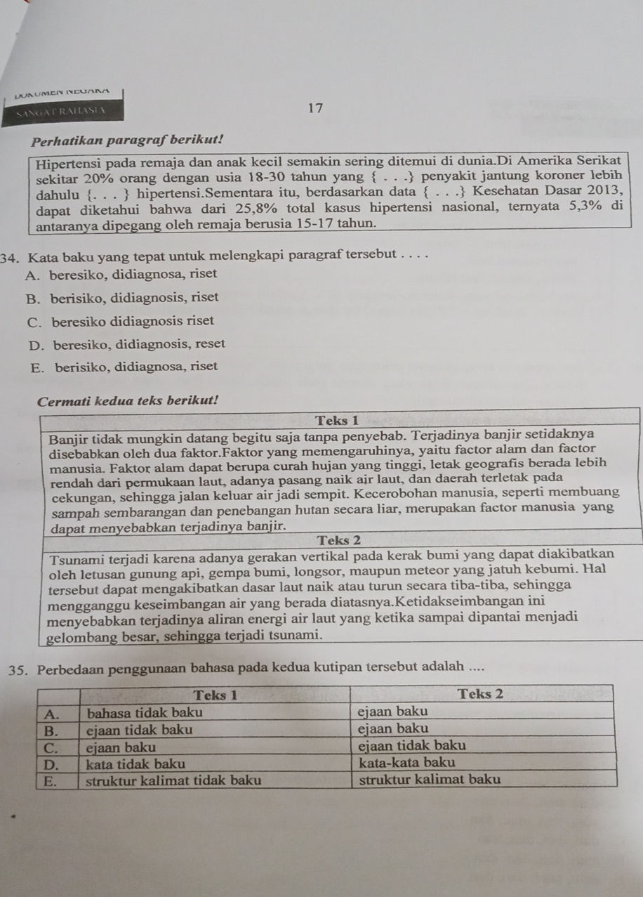 34. Kata baku yang tepat untuk melengkapi | StudyX