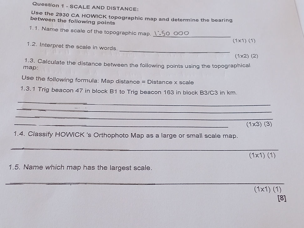 Question 1 - SCALE AND DISTANCE: Use the | StudyX