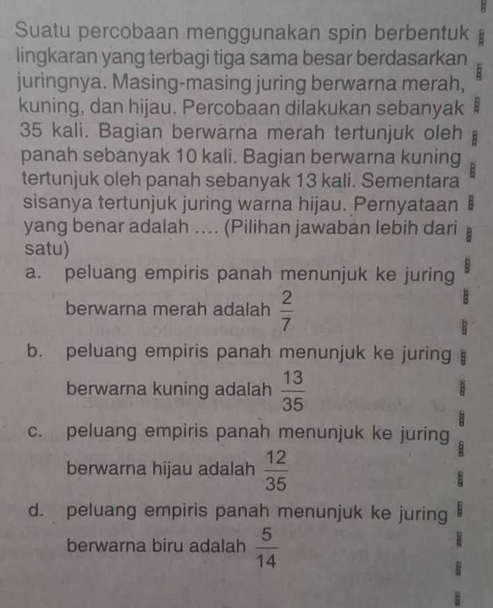 Suatu percobaan menggunakan spin berbentuk | StudyX