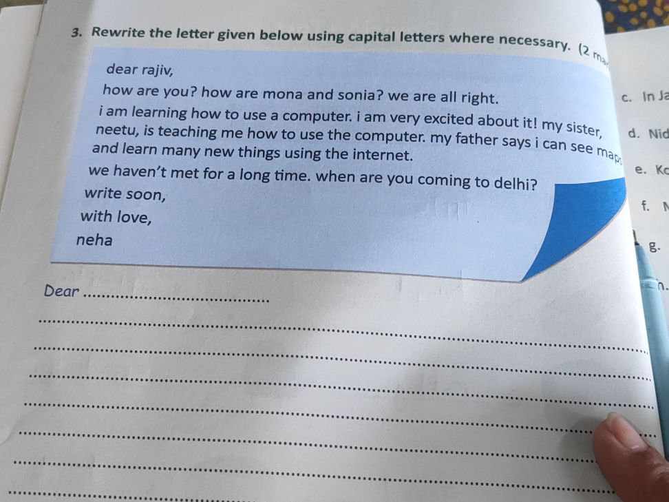 Rewrite the letter given below using capital | StudyX