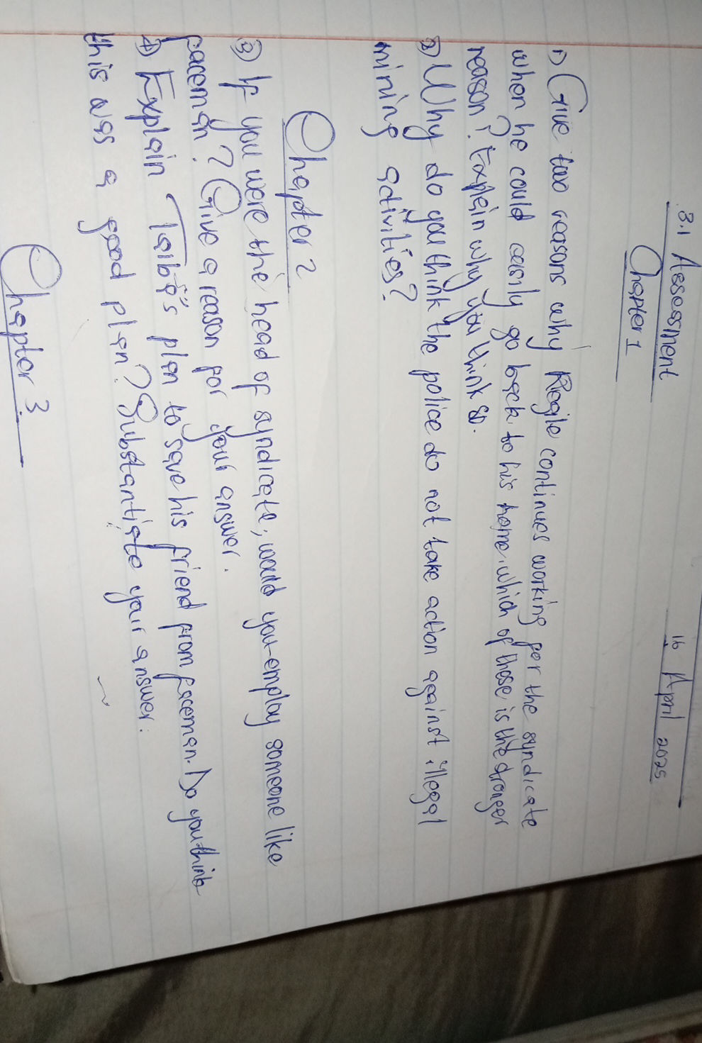 3.1 Assessment Chapter 1 1. Give two | StudyX