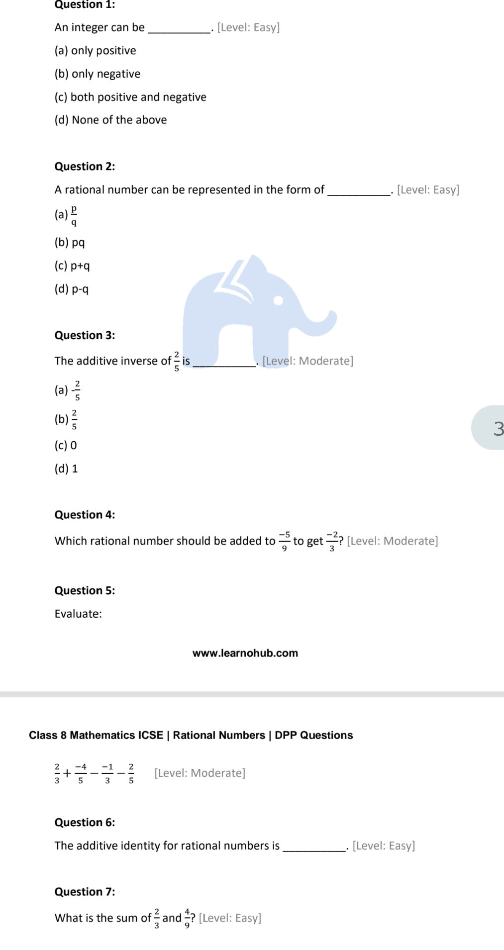 Question 1: An integer can be _______. | StudyX