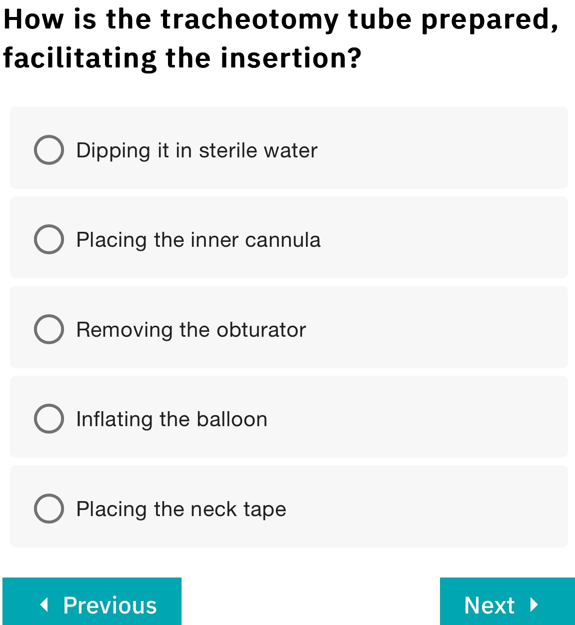 How is the tracheotomy tube prepared, | StudyX