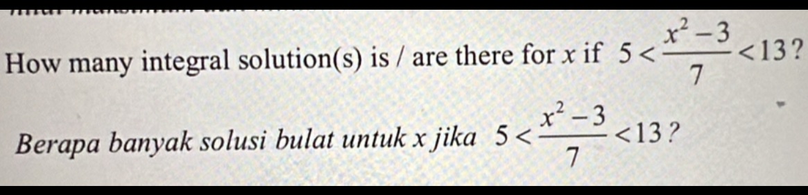 How many integral solution(s) is / are there | StudyX