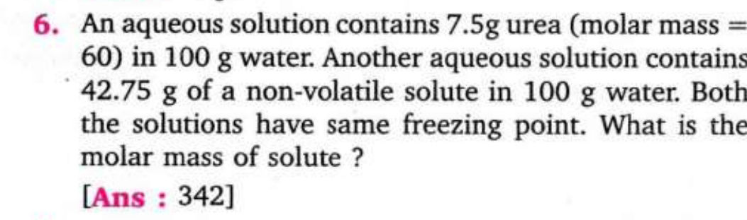 An aqueous solution contains 7.5g urea | StudyX