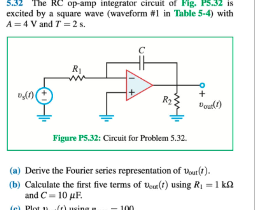 5.32 The RC op-amp integrator circuit of | StudyX