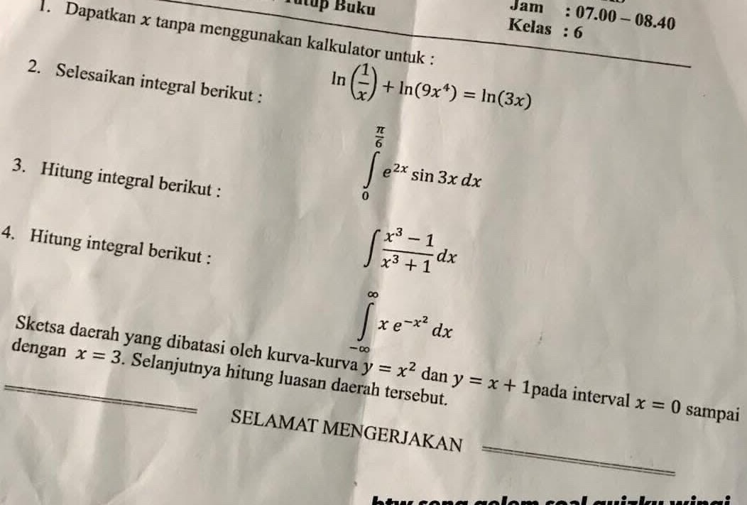 1. Dapatkan x tanpa menggunakan kalkulator | StudyX