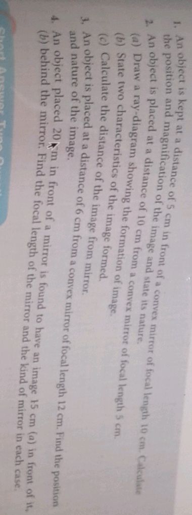 1. An object is kept at a distance of 5 cm | StudyX