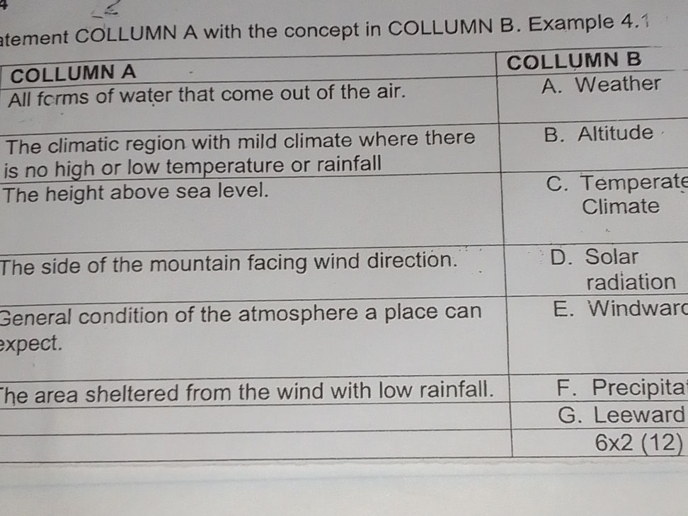Match COLUMN A with the concept in COLUMN B. | StudyX