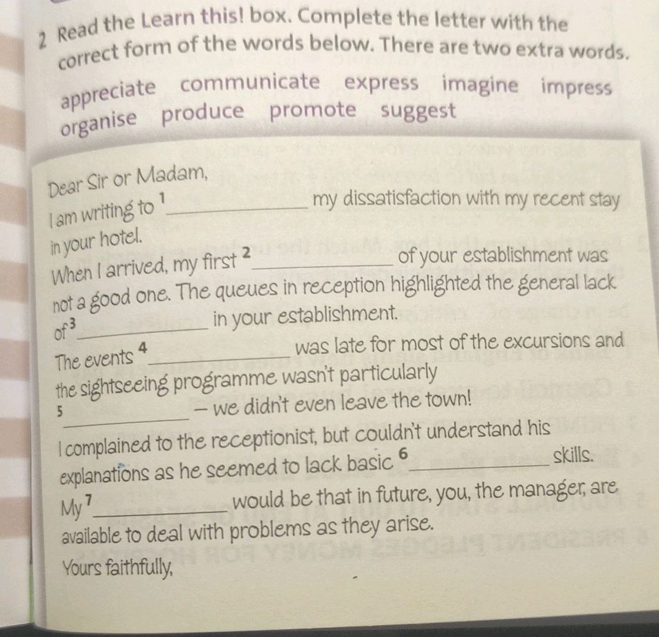 Read the Learn this! box. Complete the | StudyX