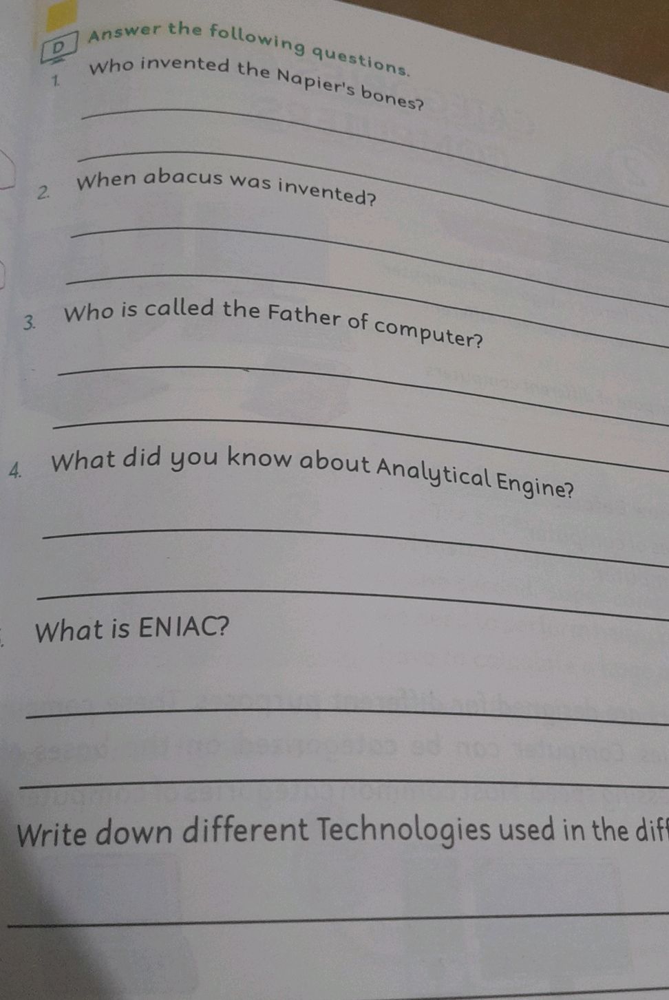 Answer the following questions. 1. Who | StudyX