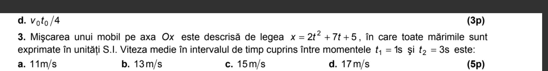 3. Mișcarea unui mobil pe axa Ox este | StudyX