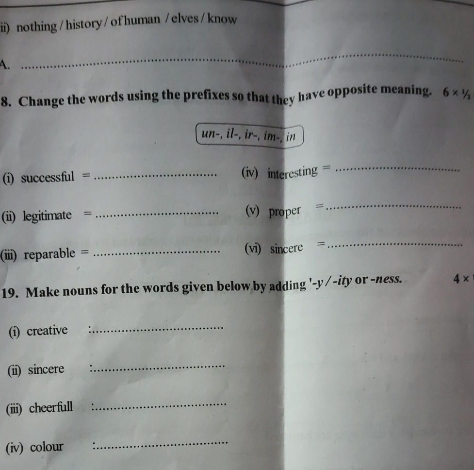 8. Change the words using the prefixes so | StudyX
