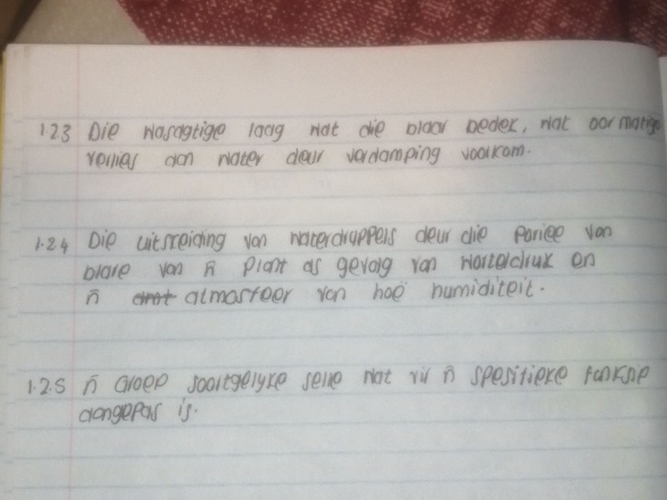 1. 2.3 Die Nasagtige laag wat die blaar | StudyX