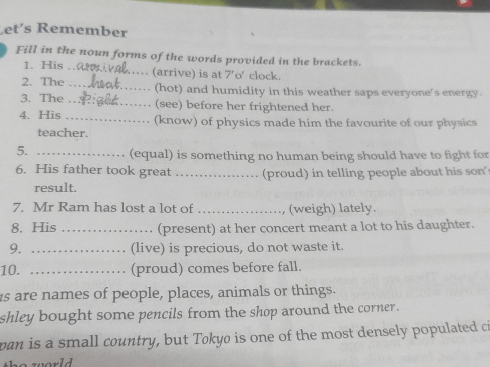 Fill in the noun forms of the words provided | StudyX