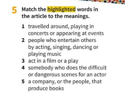 5 Match the highlighted words in the article | StudyX