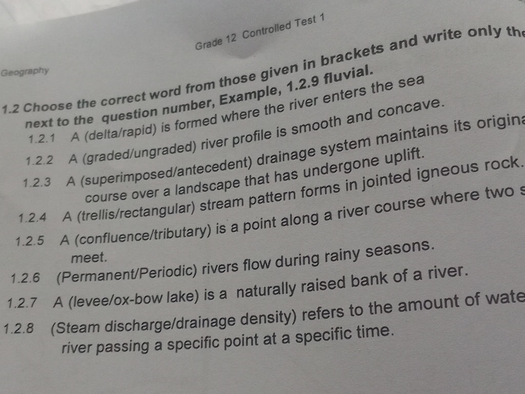 1.2 Choose the correct word from those given | StudyX